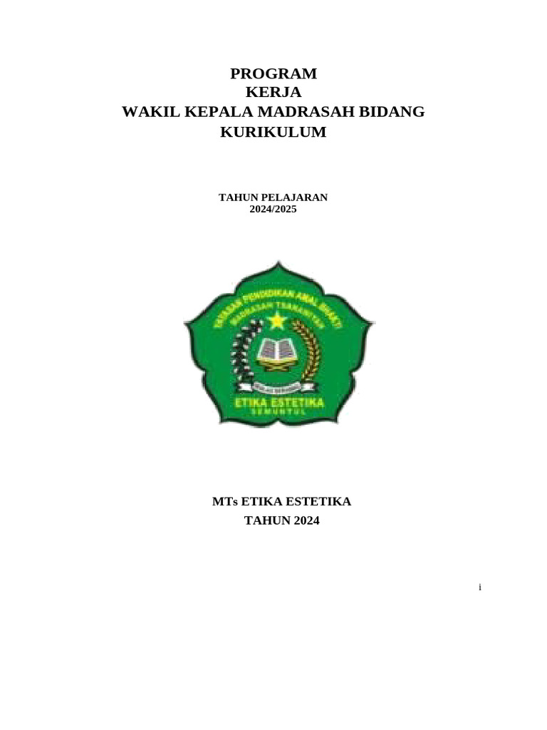 Program Kerja Waka Kurikulum MTs Etika Estetika | PDF