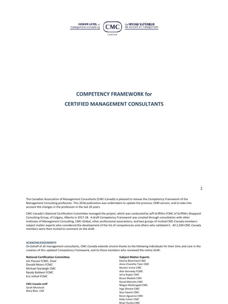Competency Framework For Certified Management Consultants | PDF | Consultant | Expert