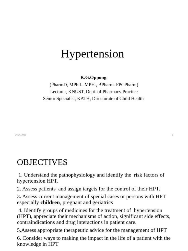 Lecture Notes. HYPERTENSION Main | PDF | Hypertension | Blood Pressure