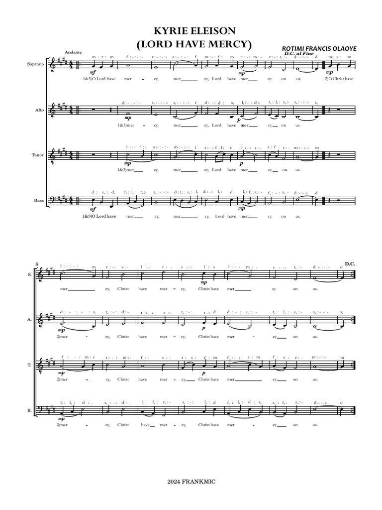 Kyrie Eleison (Lord Have Mercy) New | PDF | Choral Compositions ...