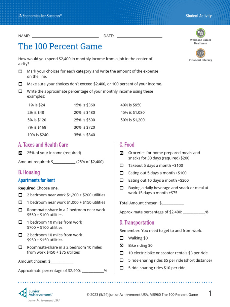 The 100 Percent Game: Rashad Bonsu 12/4/24 | PDF | Economies