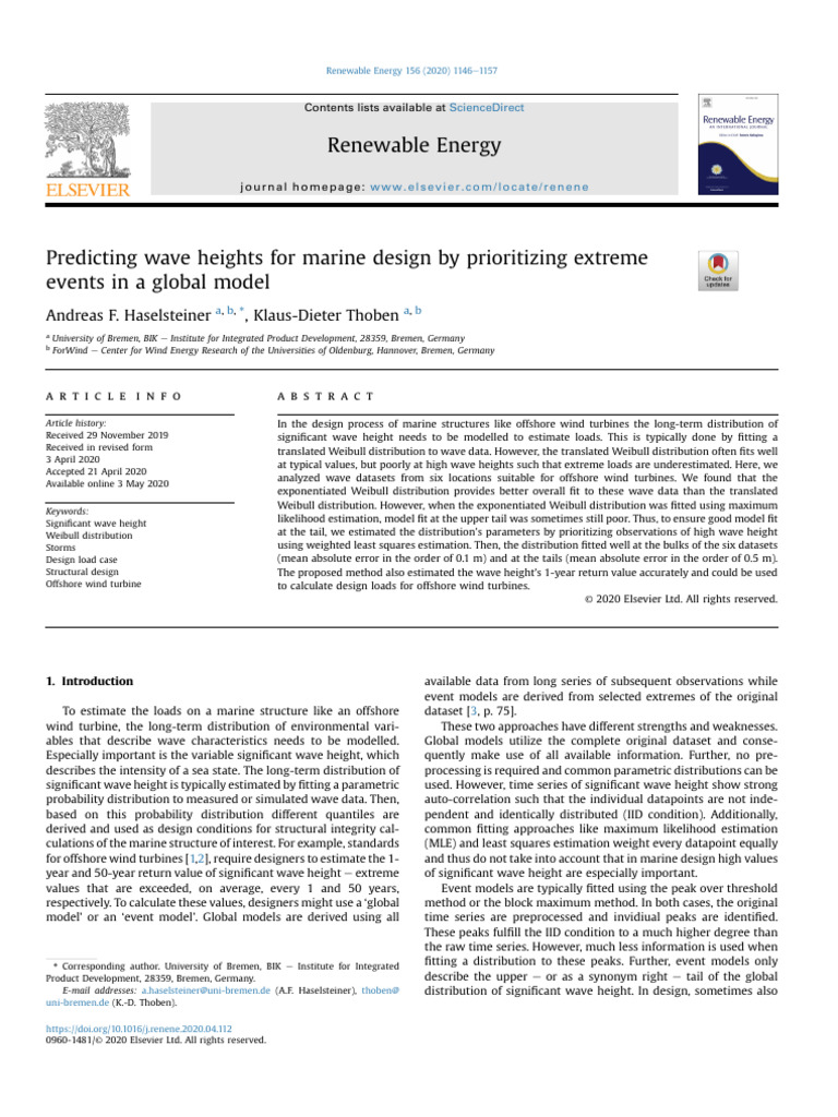 Predicting Wave Heights For Marine Design by Prioritizing Extreme Events in A Global Model | PDF ...