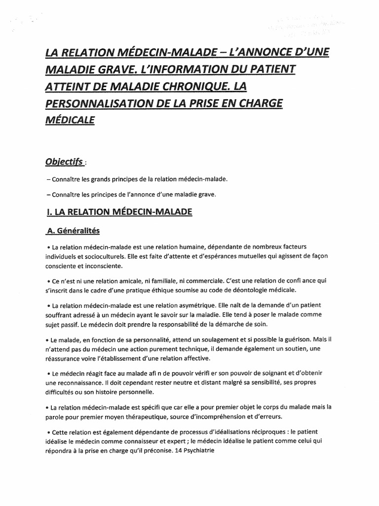 10-La Relation Médecin-Malade | PDF