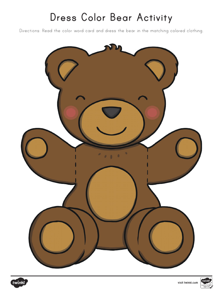 Dress Color Bear Activity: Directions: Read The Color Word Card and ...