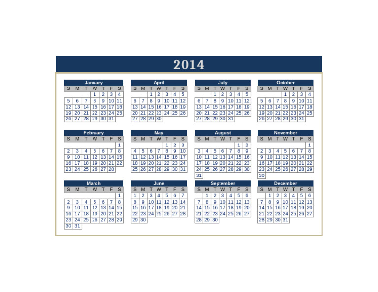 Universal Calendar 1 | PDF