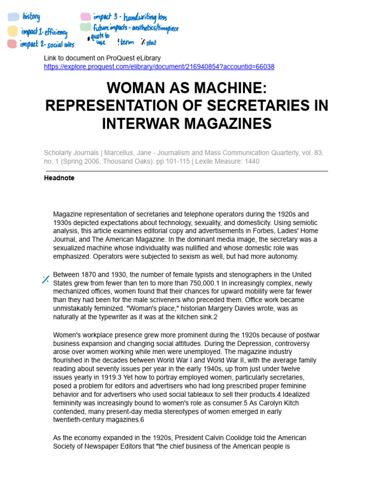 Woman As Machine: Representation of Secretaries in Interwar Magazines ...