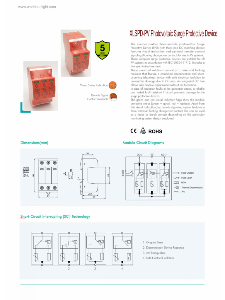 Fiche Technique Parafoudre DC XLSPD-PV | PDF