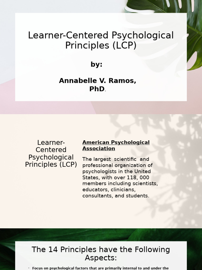 Learner Centered Psychological Principles LCP | PDF | Learning | Motivational