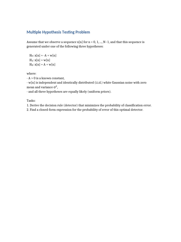 Multiple Hypothesis Testing | PDF