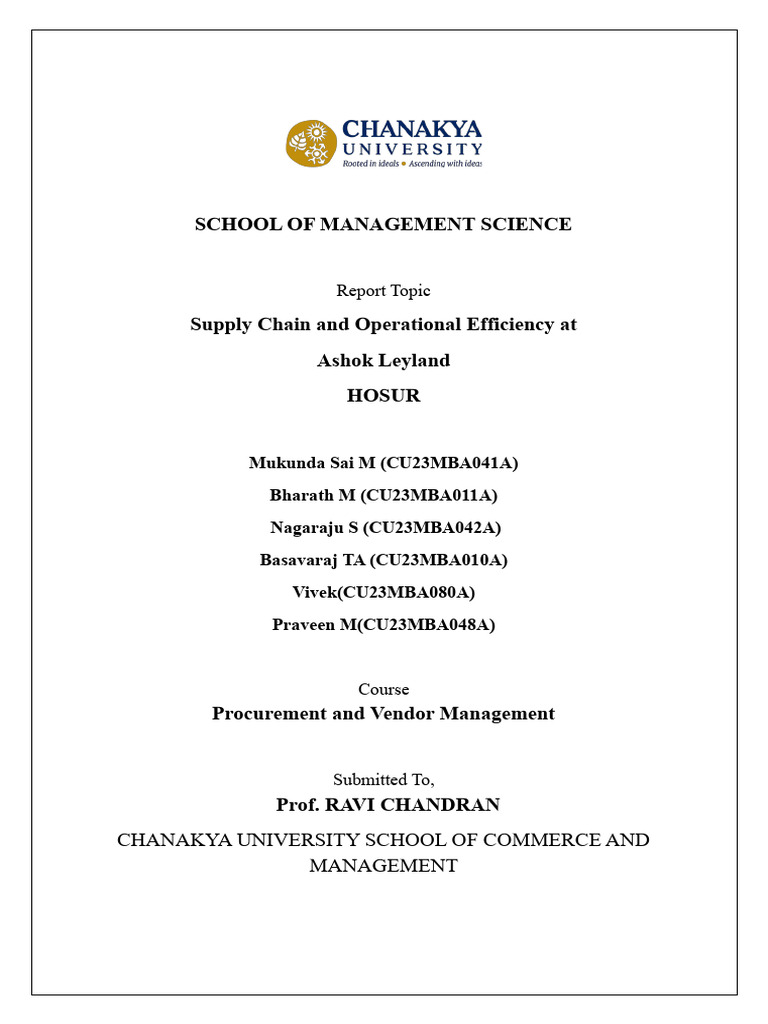 Ashok Leyland Report PVM | PDF | Logistics | Supply Chain