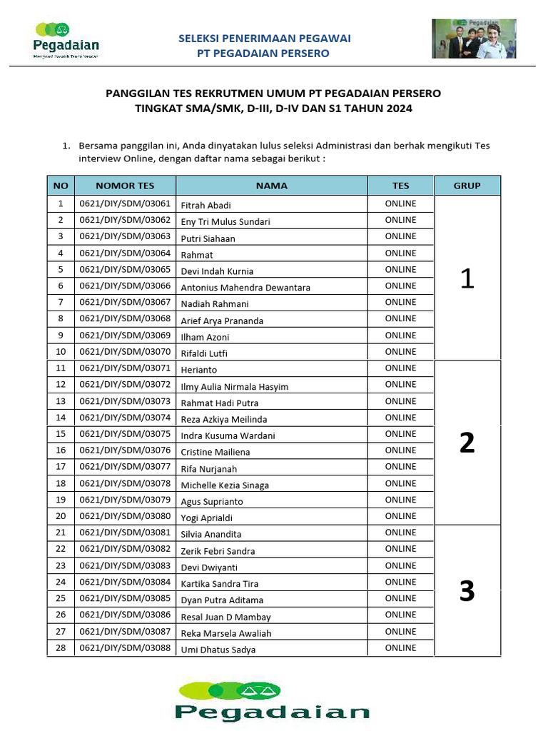 Rekrutmen Umum PT Pegadaian Persero | PDF