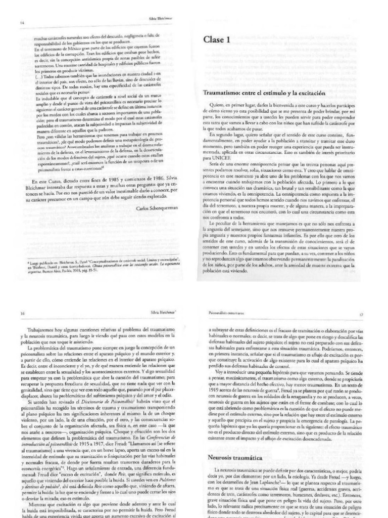 Bleichmar, S. (2010) - Psicoanálisis Extramuros. Puesta A Prueba Frente A Lo Traumático - Clase ...