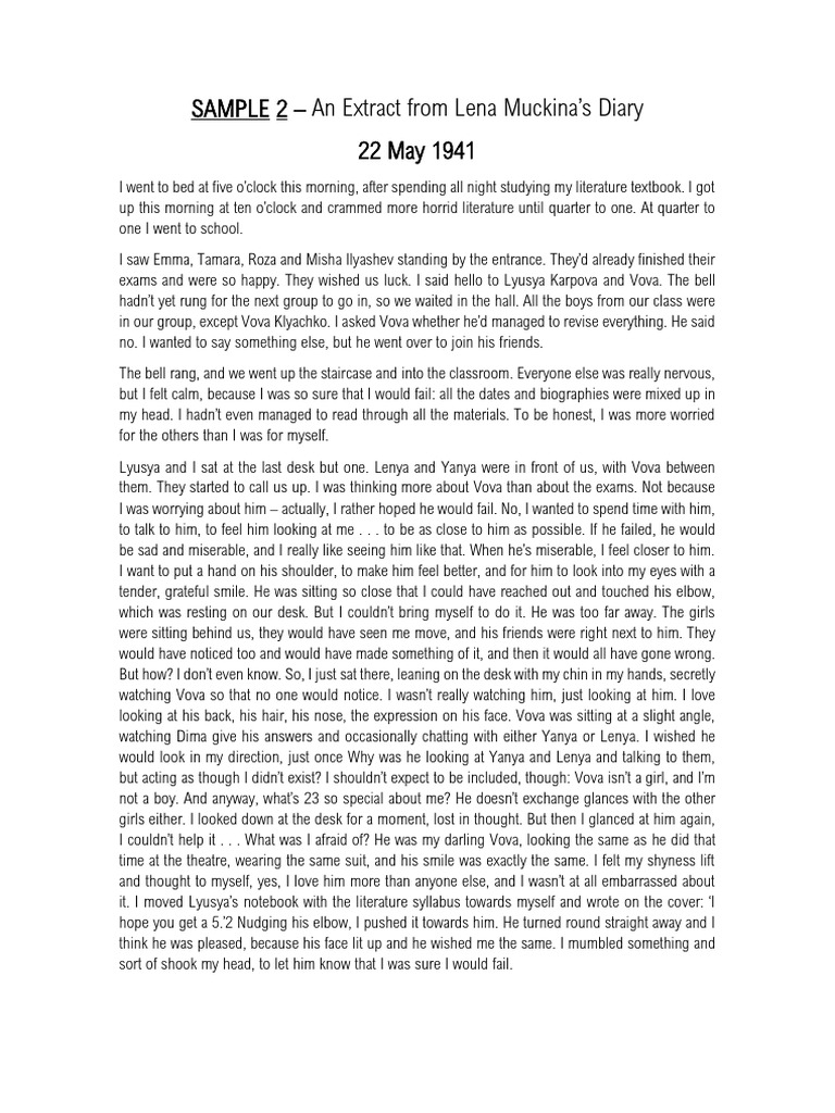 Lena's Diary: Exam Day Reflections | PDF