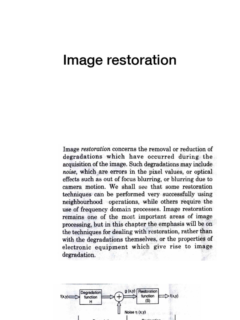 Image Degradation and Restoration Noise Models Inverse Filtering | PDF
