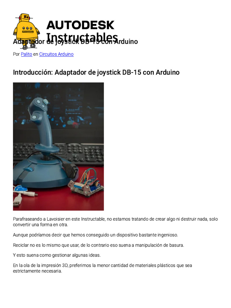 Adaptador de Joystick DB-15 Con Arduino - 3 Pasos - Instructables | PDF | Electrical Connector ...
