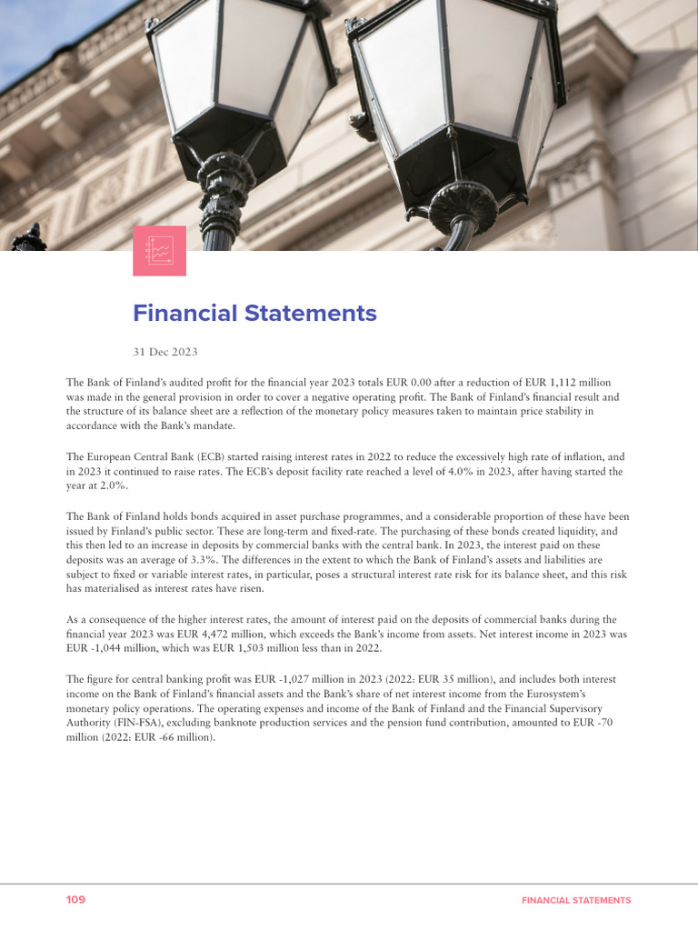 Bank of Finland Financial Statements 2023 | PDF | Euro | Special ...
