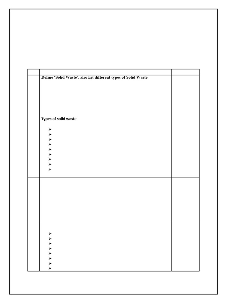 SWM Practice Test1 Model Ans | PDF | Waste | Municipal Solid Waste
