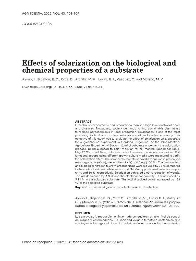 Effects of solarization on the biological and chemical properties of a ...