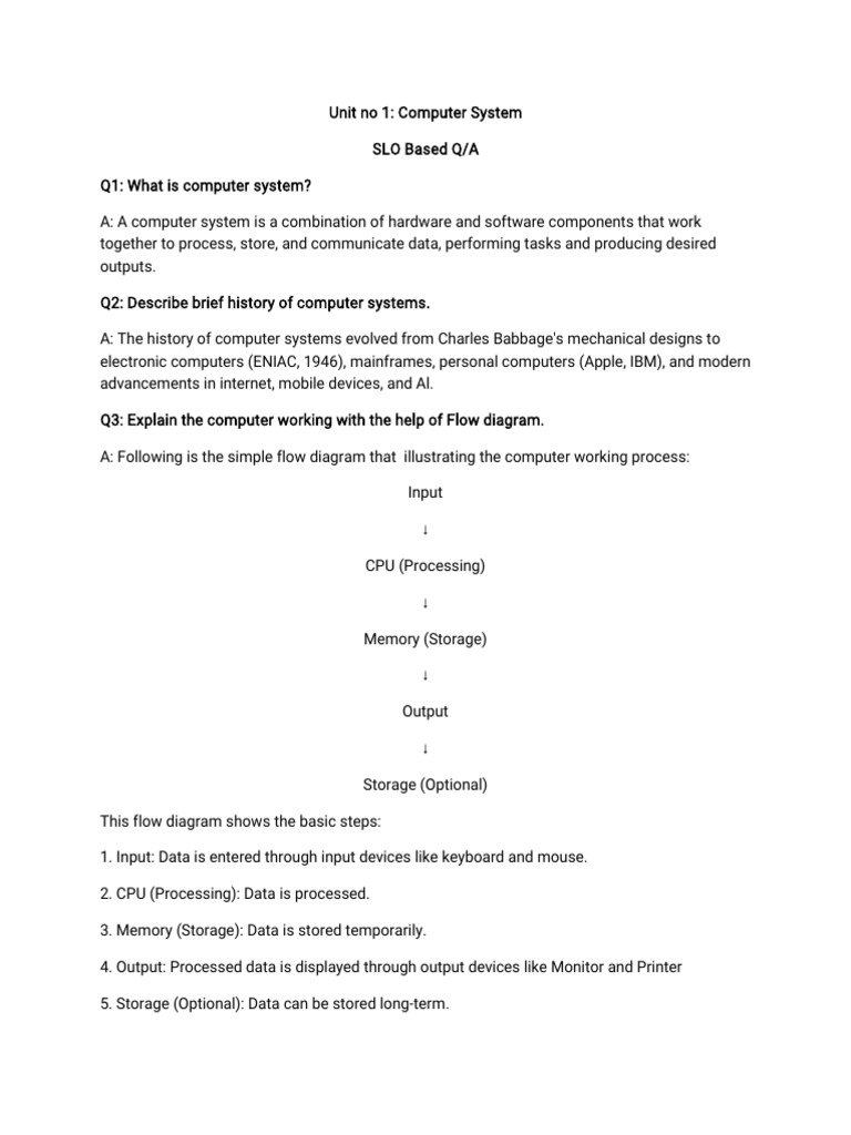 Unit No 1 Computer System | PDF