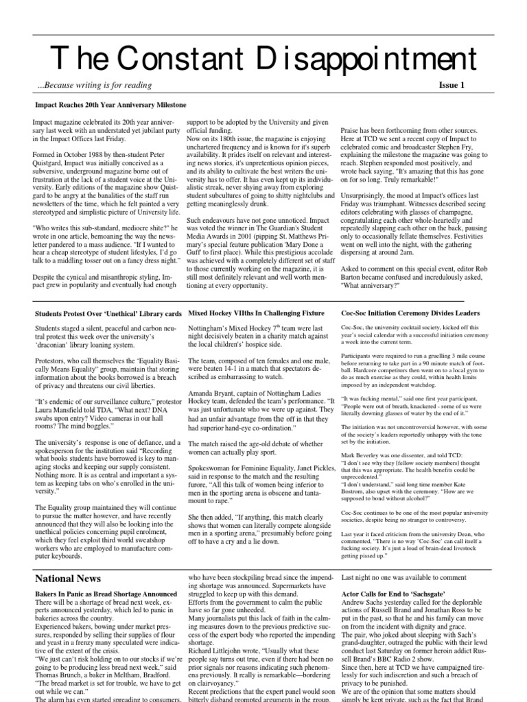 The Constant Disappointment: ... Because Writing Is For Reading | PDF