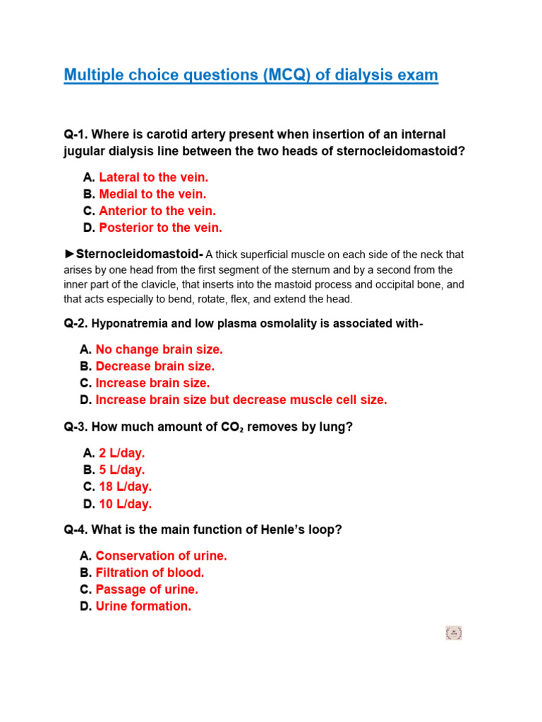 Multiple Choice Questions Part-12 | PDF | Kidney