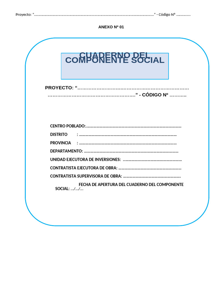 Anexo #01 - Cuaderno Del Componente Social - UGM | PDF