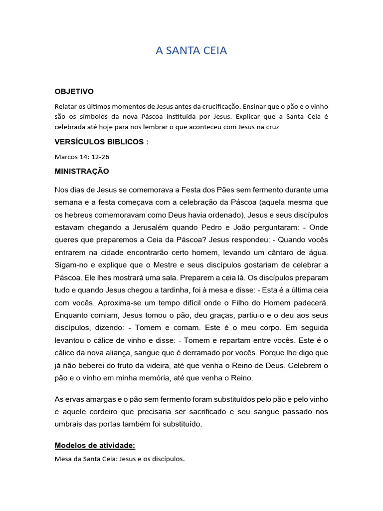 6 - PÁSCOA - SANTA CEIA | PDF