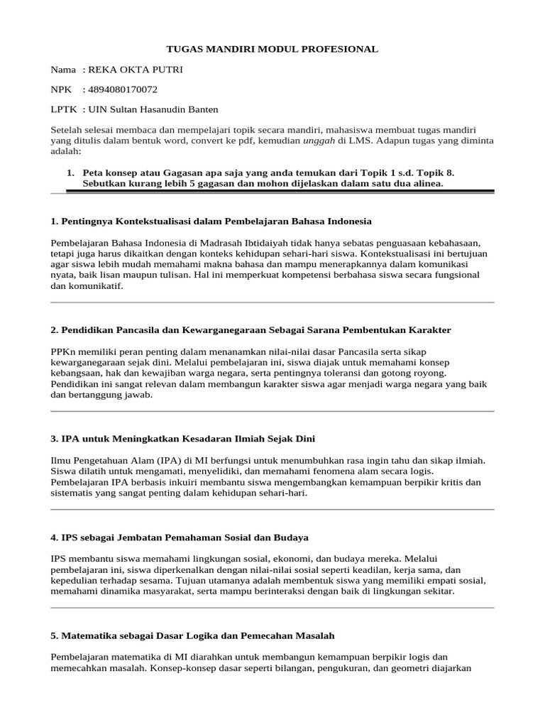 Tugas Mandiri Modul Profesional | PDF