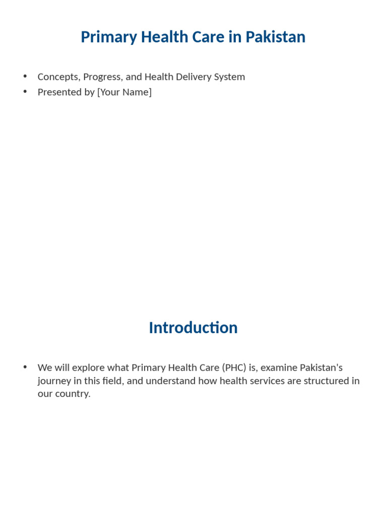 Primary Health Care Overview in Pakistan | PDF | Medical Humanities ...
