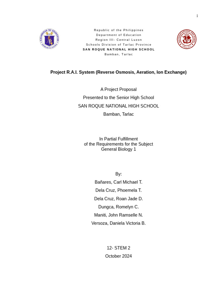 STEM_GENBIO_PROPOSAL_FINAL | PDF | Water Purification | Drinking Water