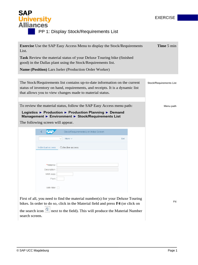 Intro_S4HANA_Using_Global_Bike_Exercises_PP_GUI_en_v3.3 (1) | PDF | Computing | Software