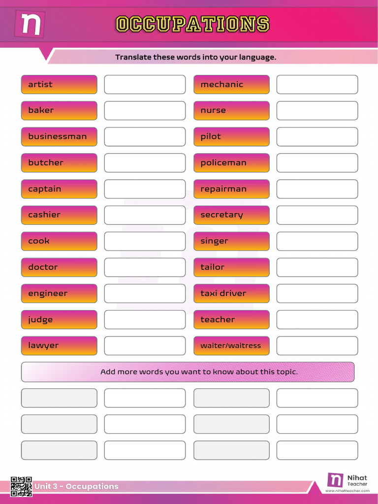 Unit_3_Occupations_Worksheet_3 | PDF
