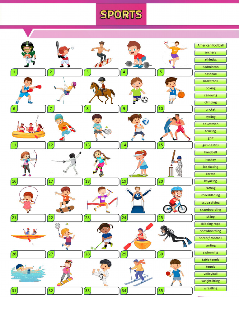 Unit 29 - Sports Worksheet 1 | PDF | Multi Sport Events | Sports