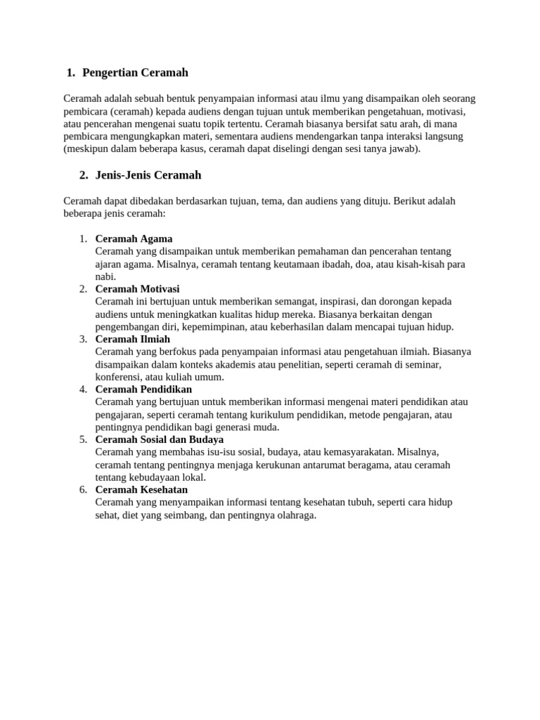 Pengertian Ceramah | PDF