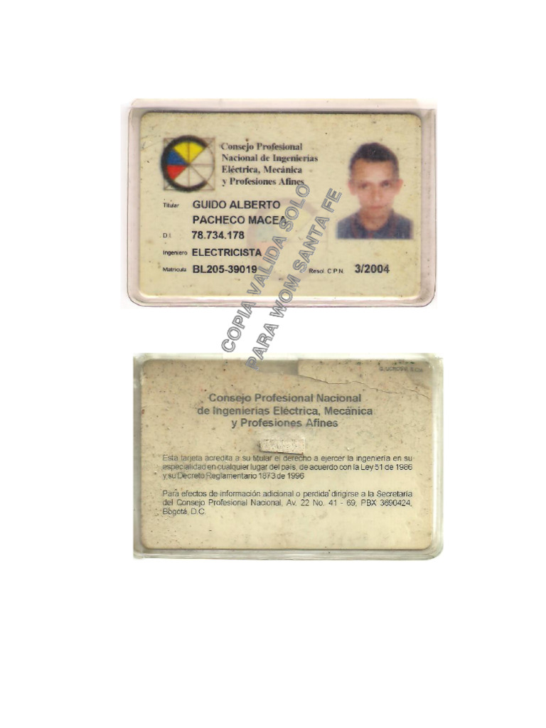MATRICULA Ingeniero Solicitante | PDF