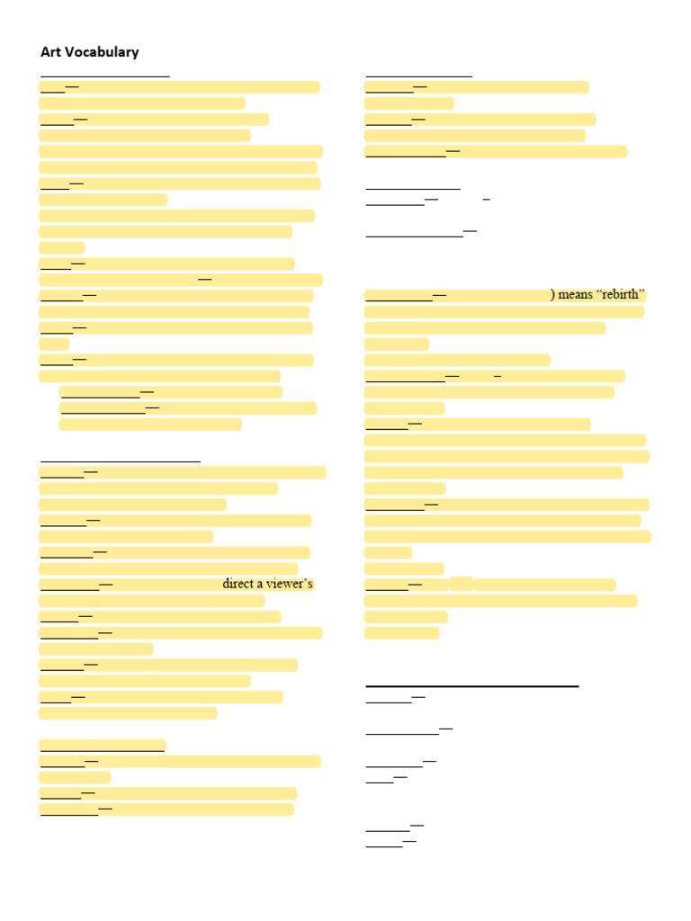 Painting Art Vocabulary - Mid Term | PDF | Composition (Visual Arts ...