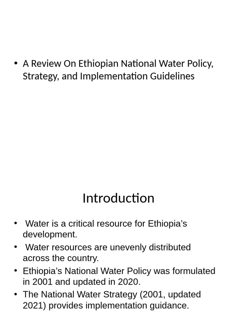 Review On Ethiopia - Water - Policy | PDF | Water Resources | Water ...