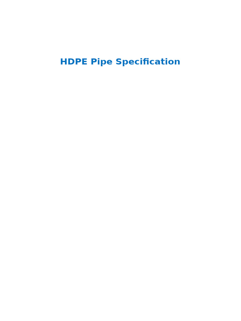 HDPE Pipe Specification | PDF | Pipe (Fluid Conveyance) | Valve