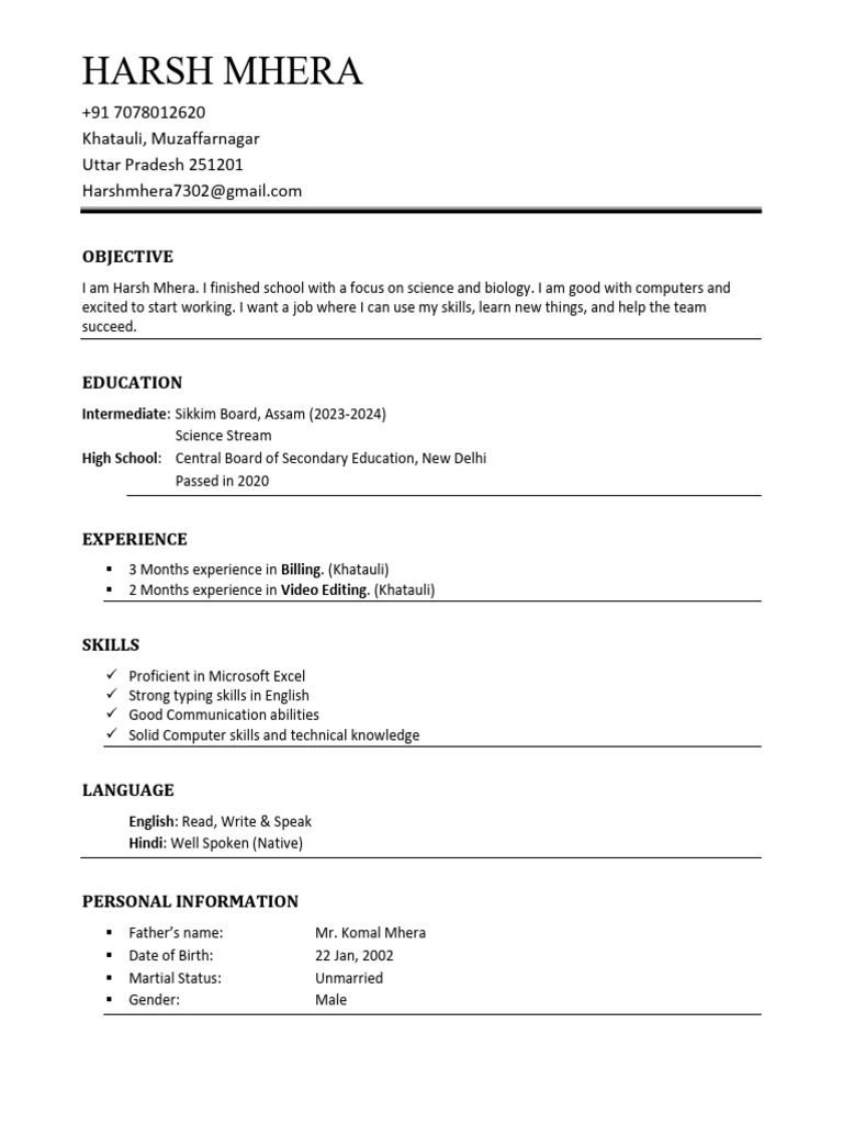 Harsh Mhera Resume | PDF