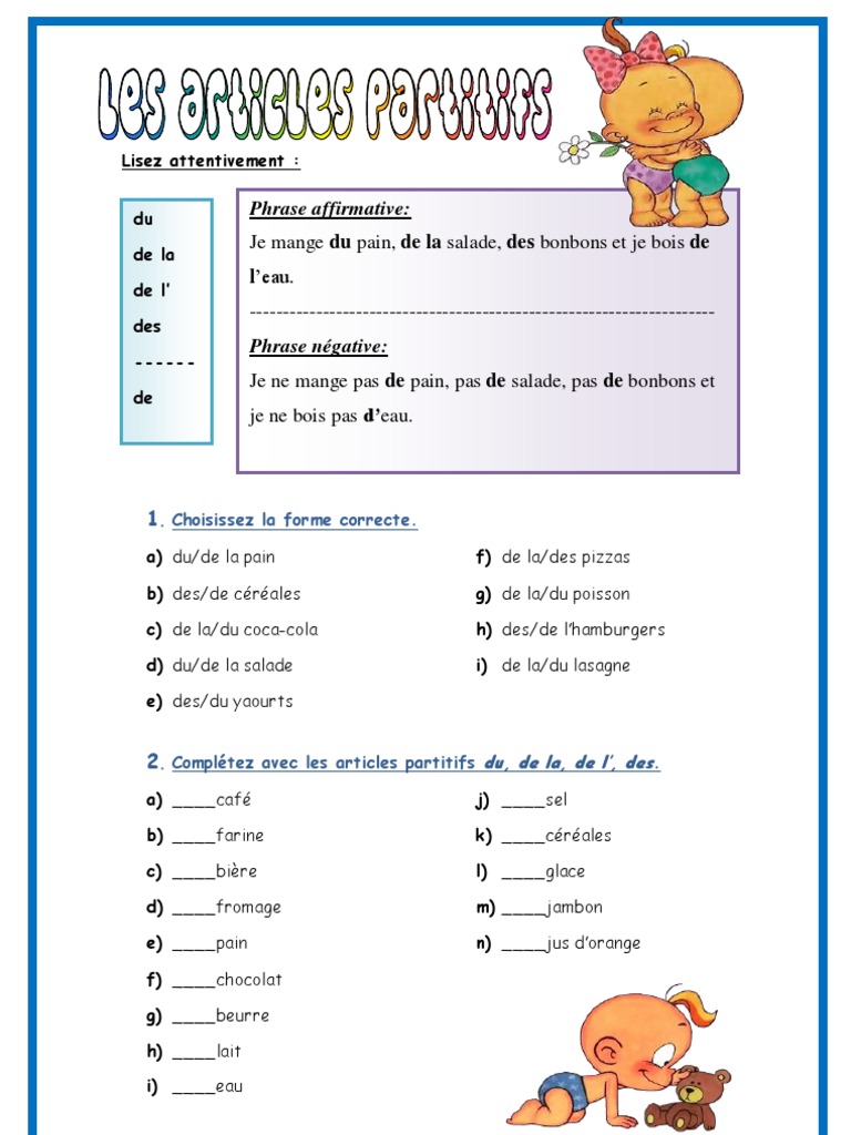 Les Articles Partitifs | PDF | Livres de cuisine, nourriture et vin ...
