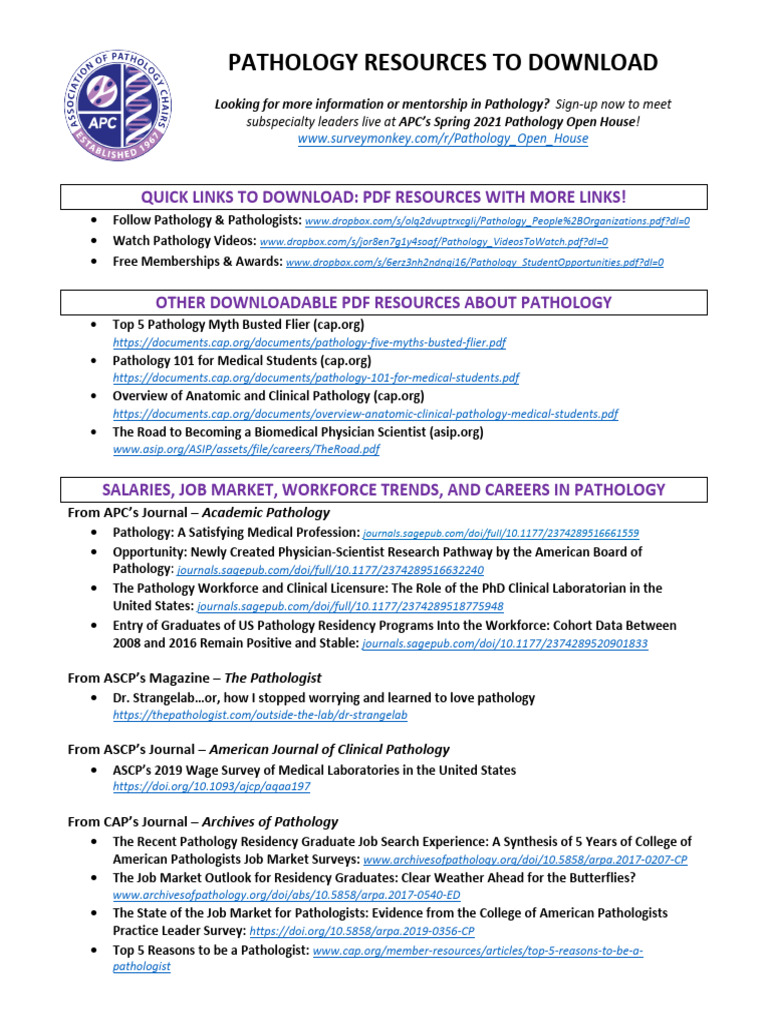 ResourcesToDownload APC Pathology.v4 | PDF | Pathology | Medicine
