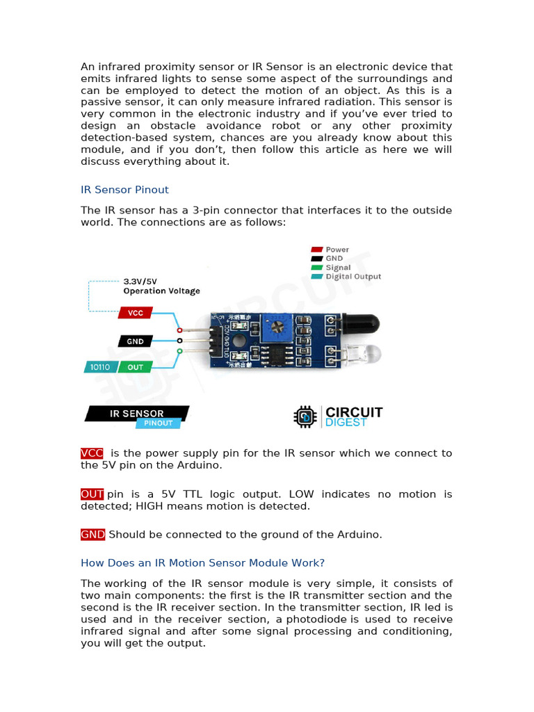 An infrared proximity sensor or IR Sensor is an el | PDF | Infrared ...