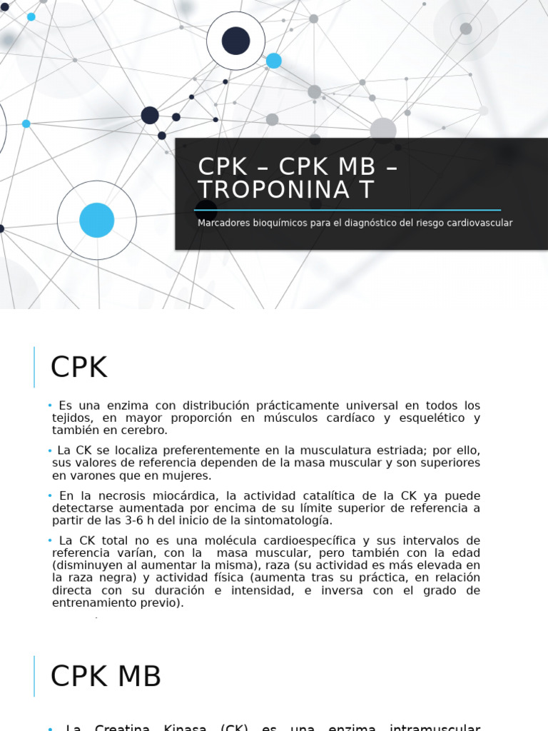 Marcadores Cardíacos: CPK y Troponina T | PDF | Especialidades Medicas