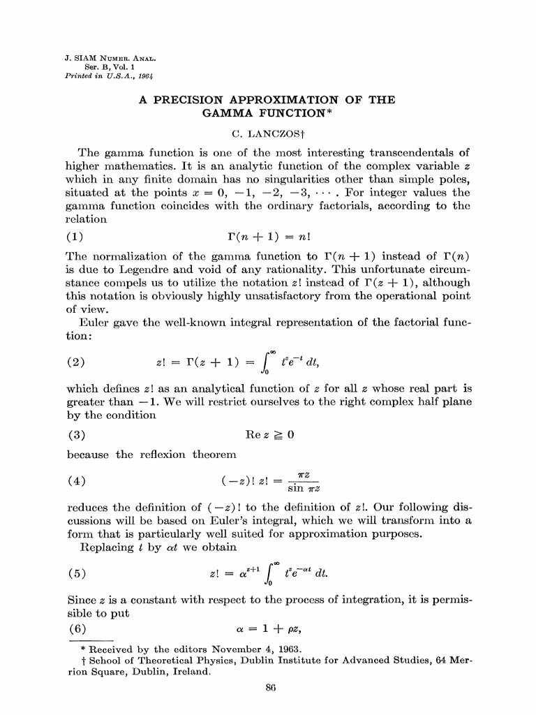 A Precision Approximation of The Gamma Function | PDF | Function ...