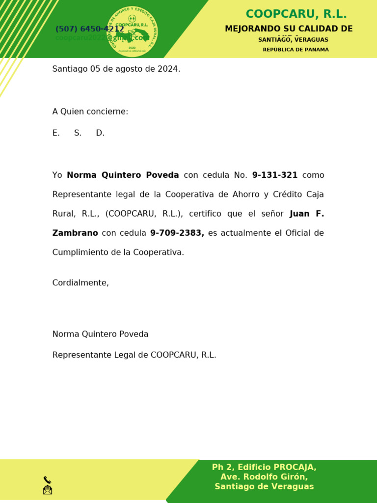 Pie de Paguna - Membrete | PDF