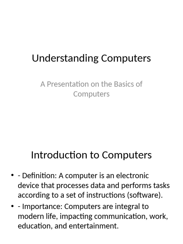 Understanding Computers Presentation | PDF