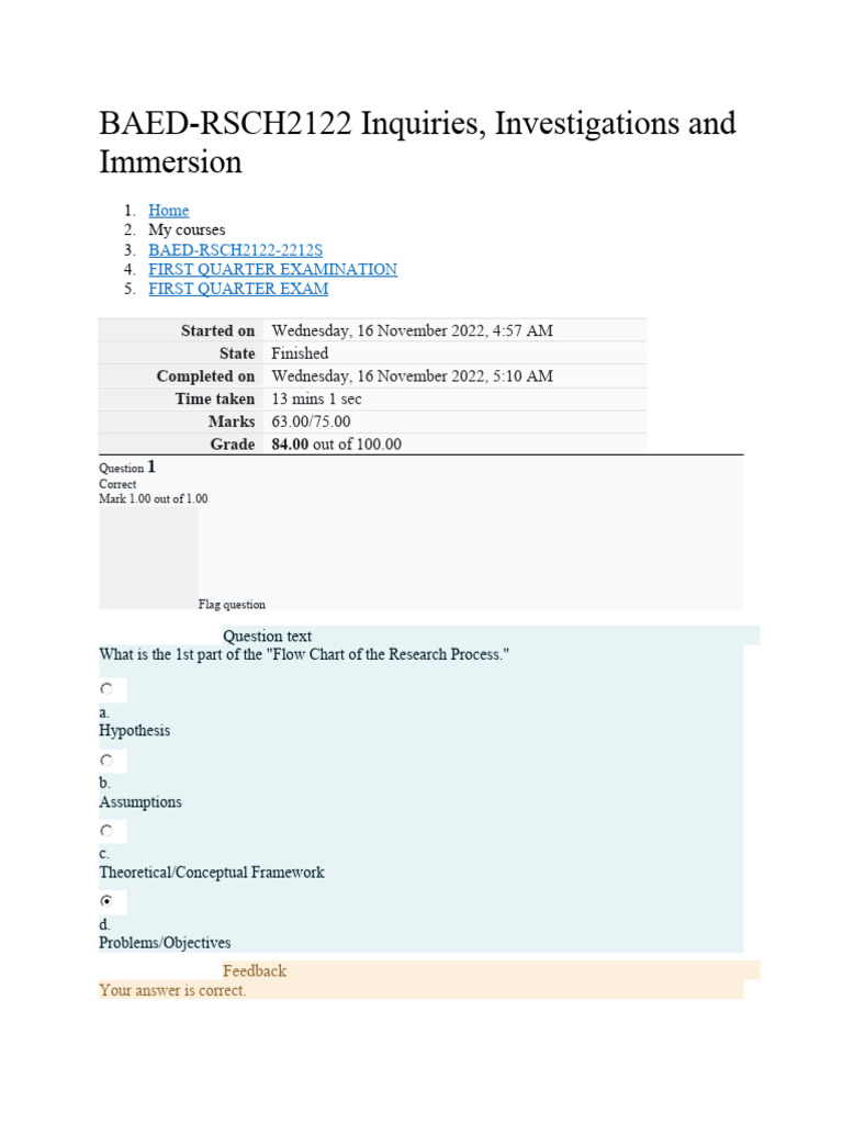 rsch2122 1st Quarter Exam 1docx PDF Free | PDF | Quantitative Research ...
