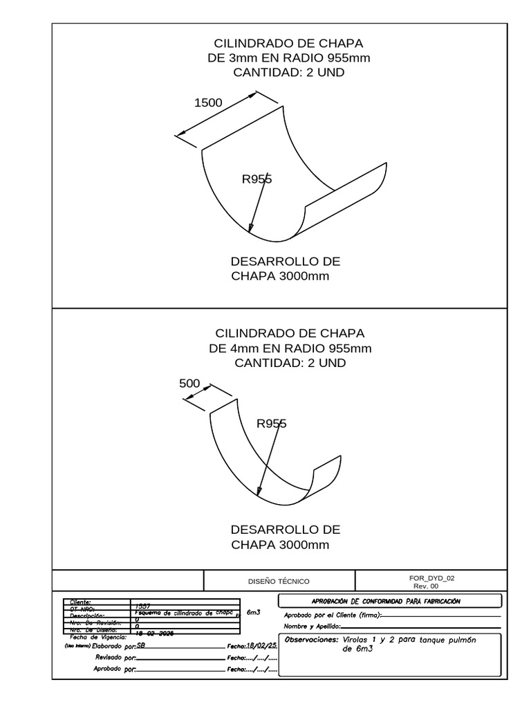 Esquema de Cilindrado Virolas Tanque 6m3 | PDF
