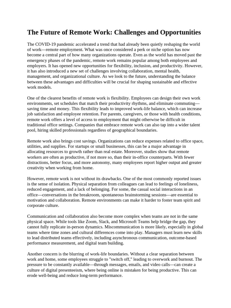 The Future of Remote Work | PDF | Employment | Social Psychology