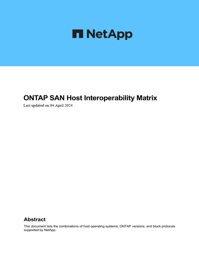 ONTAP SAN Host Interoperability Matrix | PDF | Network Interface ...
